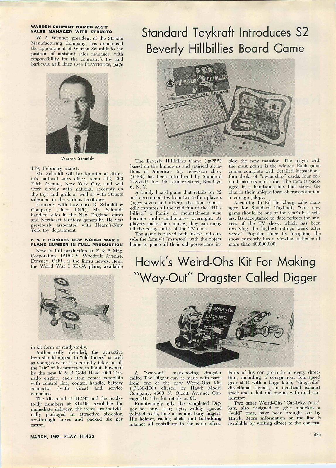 1963 ADVERT Hawk's Model Co Weird Ohs Kit Article Dragster Digger ...