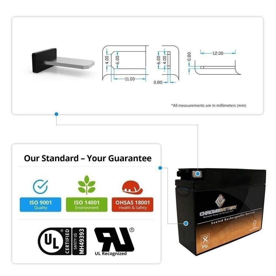 YT4B-BS High Performance AGM Motorcycle Battery for 2006-2017 Yamaha ...