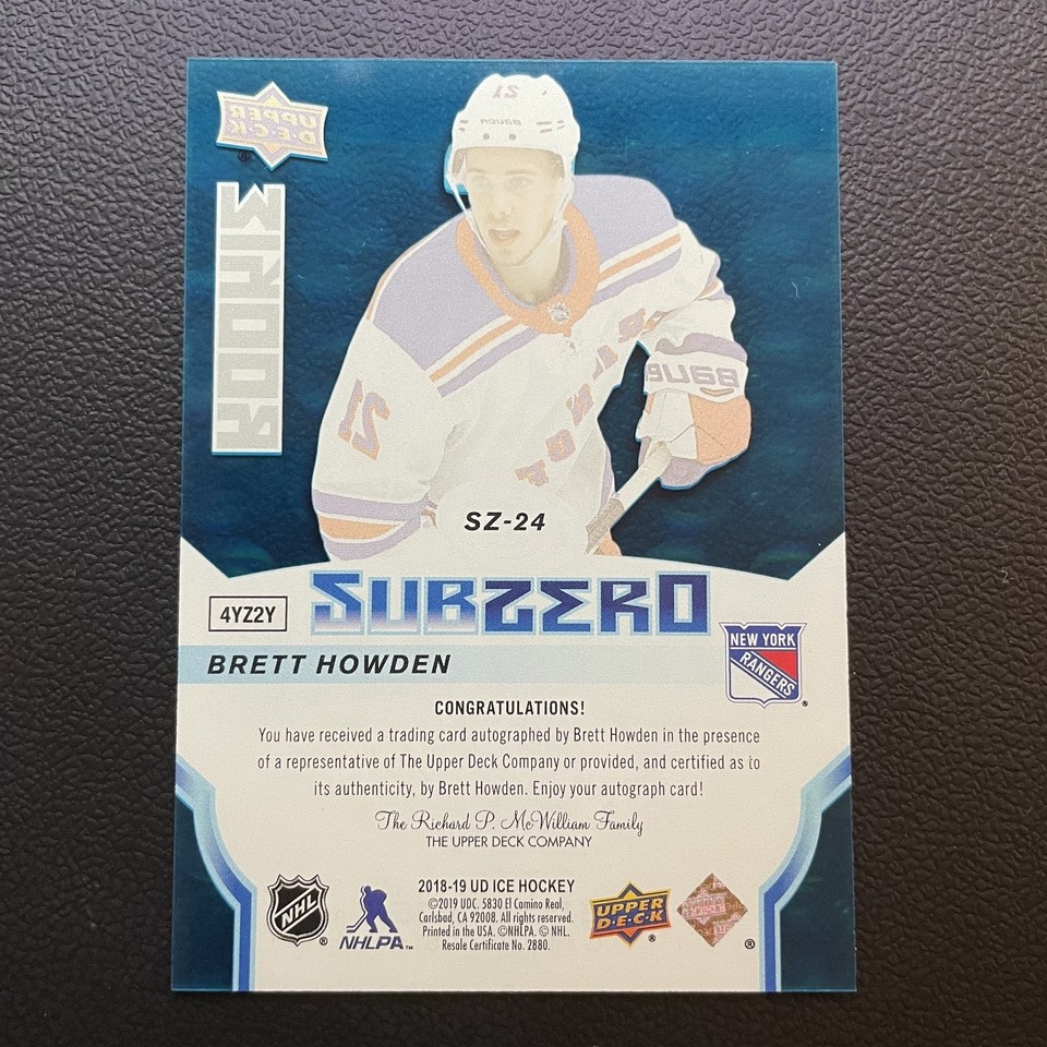 2018-19 UD - Ice - Sub Zero Rookie Brett Howden SZ-24 Blue Auto | eBay