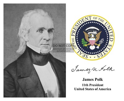 PRESIDENT JAMES KNOX POLK PRESIDENTIAL SEAL AUTOGRAPHED 8X10 PHOTOGRAPH ...