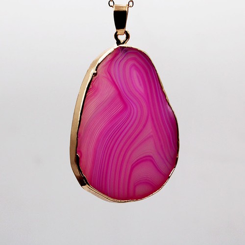 10pcs Natural Striped Agate Stone Oval Pendants Bead Stone DIY Necklace ...