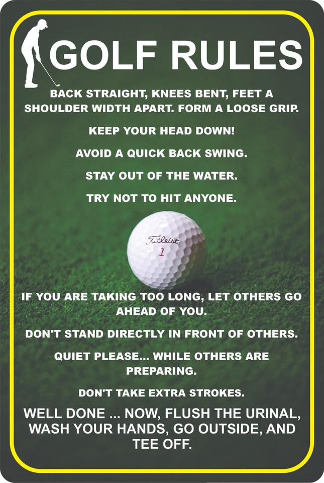 Funny Golf Rules Sign, Unique Man Cave Wall Art, Humorous Golfer Gift ...