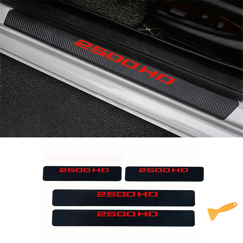 Car Door Sill Protector Carbon Fiber Leather Sticker For Silverado ...