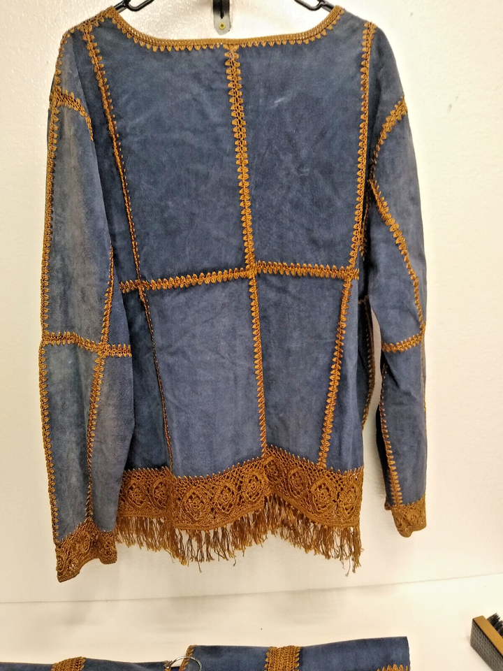 NWTS, lew magram collection "Jacket & Skirt" Size 24W, Blue Suede ...