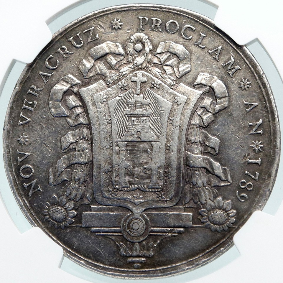 1789 MEXICO SPAIN King CHARLES IV Veracruz Silver Mexican Medal Coin ...