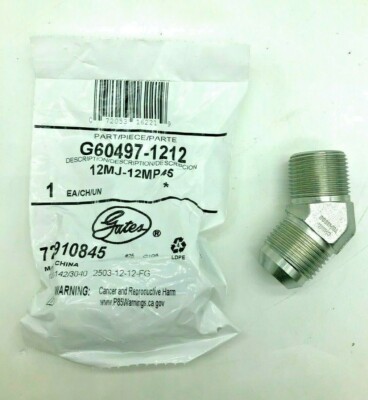 GATES OEM 37 DEGREE HYDRAULIC ADAPTOR FITTING 12MJ-12MP45 G60497-1212 ...