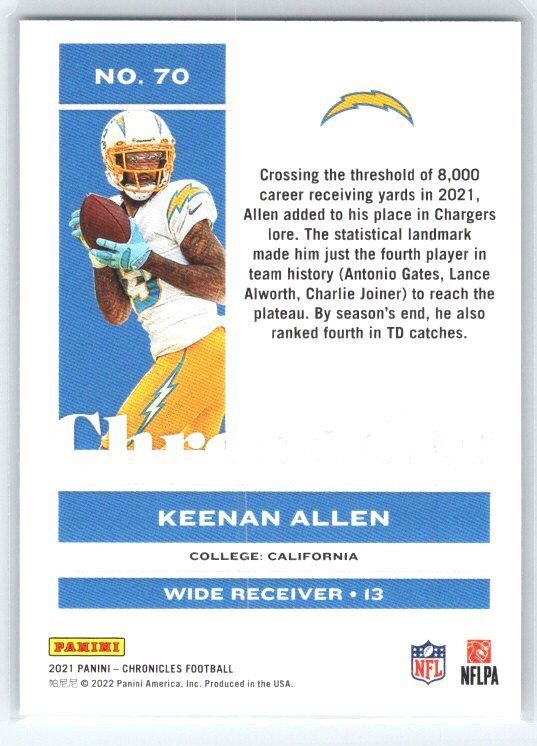 2021 Panini Chronicles Keenan Allen #70 Green Los Angeles Chargers | eBay