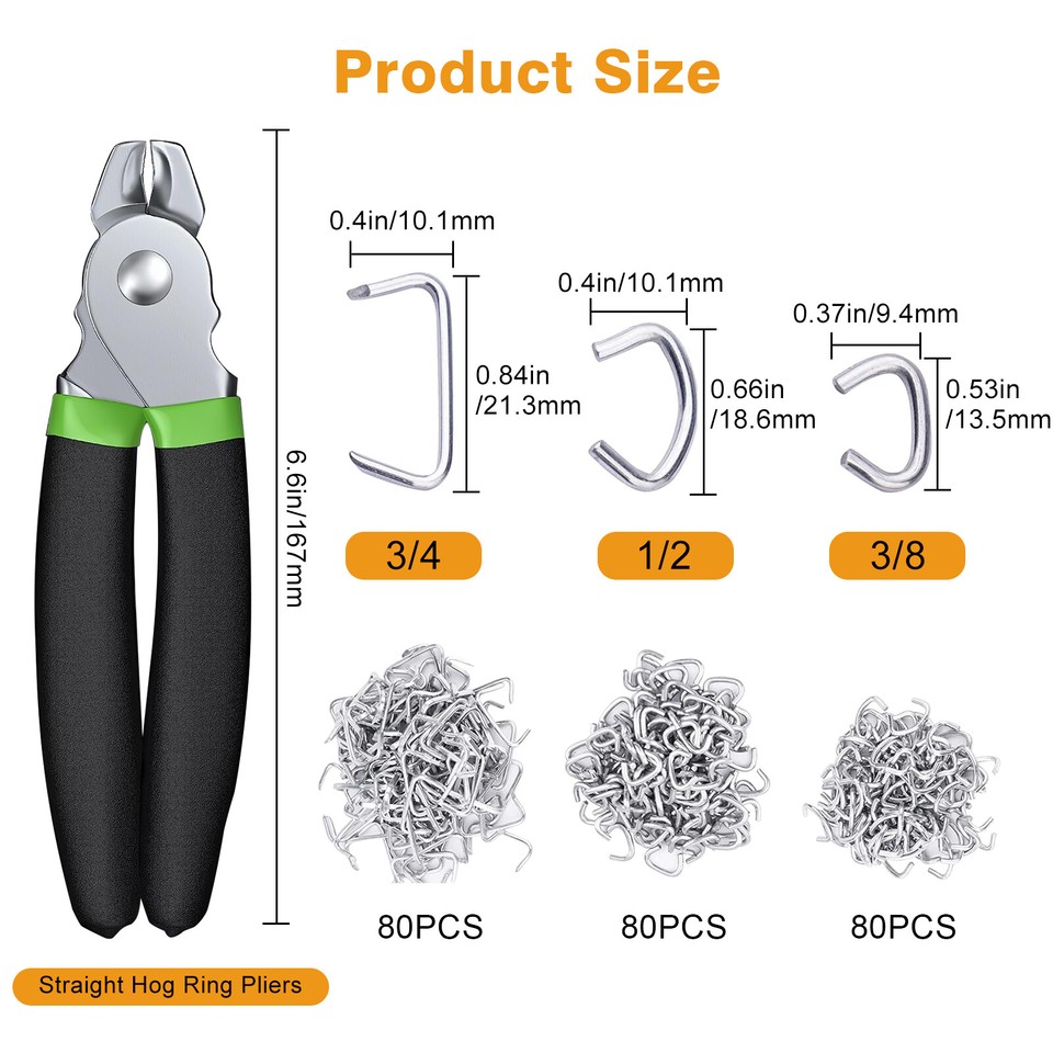 Durable Hog Ring Pliers Kit With 240Pcs Rings Tool Set For Seat Cover ...