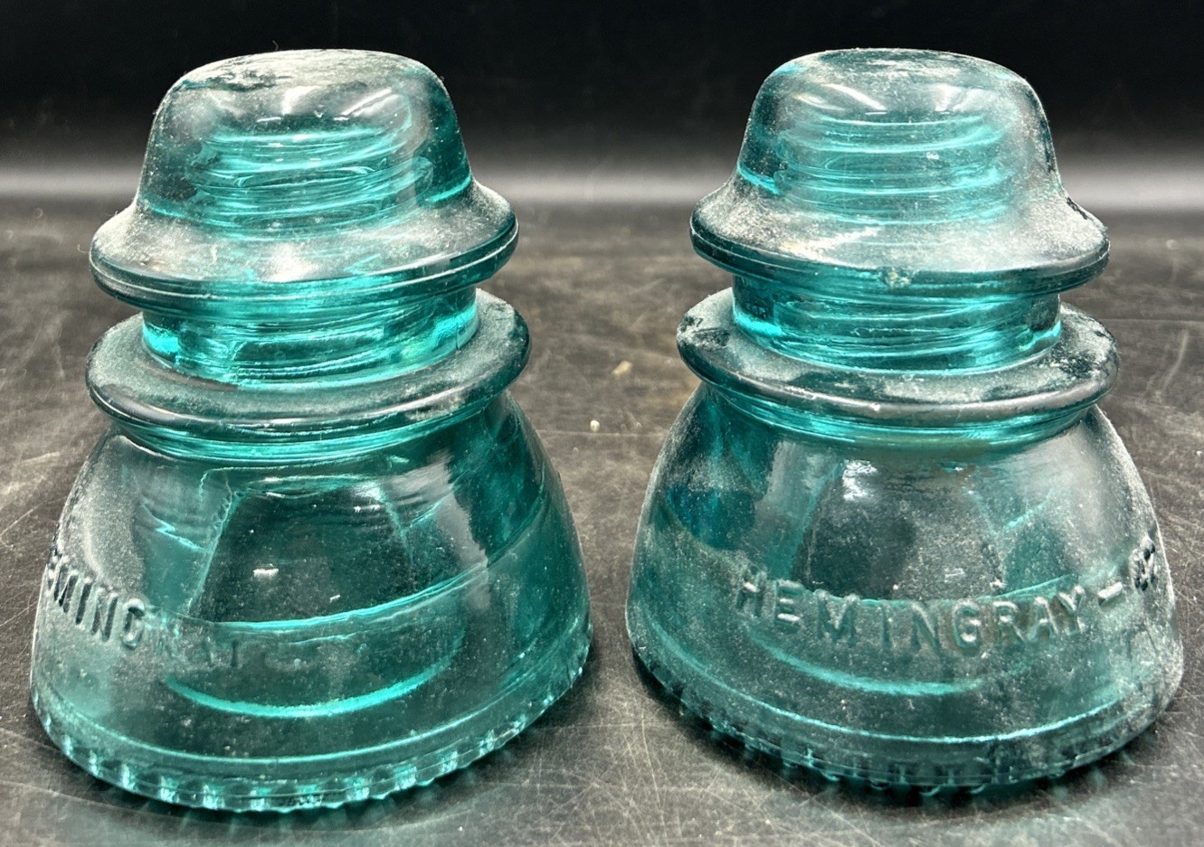 EH Lot Of 2 Vintage Hemingray-42 glass insulator Aqua/teal Color 1921 ...