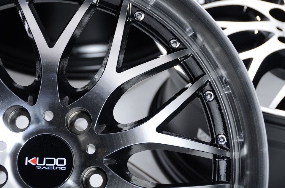 Kudo Racing Revolution 17x7.5 5x120 Black Polish Wheels Rims BMW 3 ...