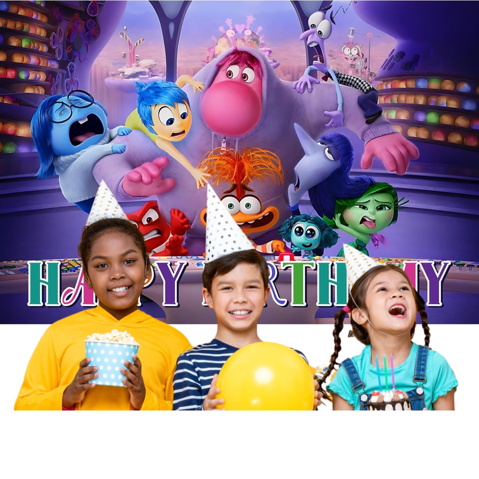 Inside Out Theme Birthday Party 5x3 ft Happy Birthday Backdrop Banner ...