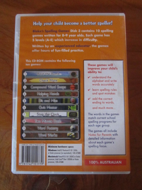 PC CD-ROM GAME SPELLING GAMES 10 FUN GAMES DISK 3 GREAT ** MUST SEE ...