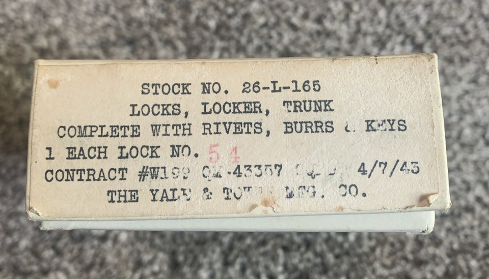 WW2 US Military Footlocker Lock Yale Lock all Hardware included USGI ...