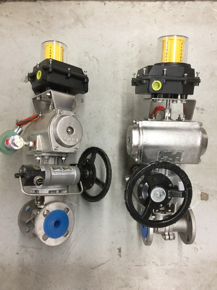 Stainless Steel Ball Valve 1" 150 INLINE Actuated RF FP W/ ASCO Limit ...