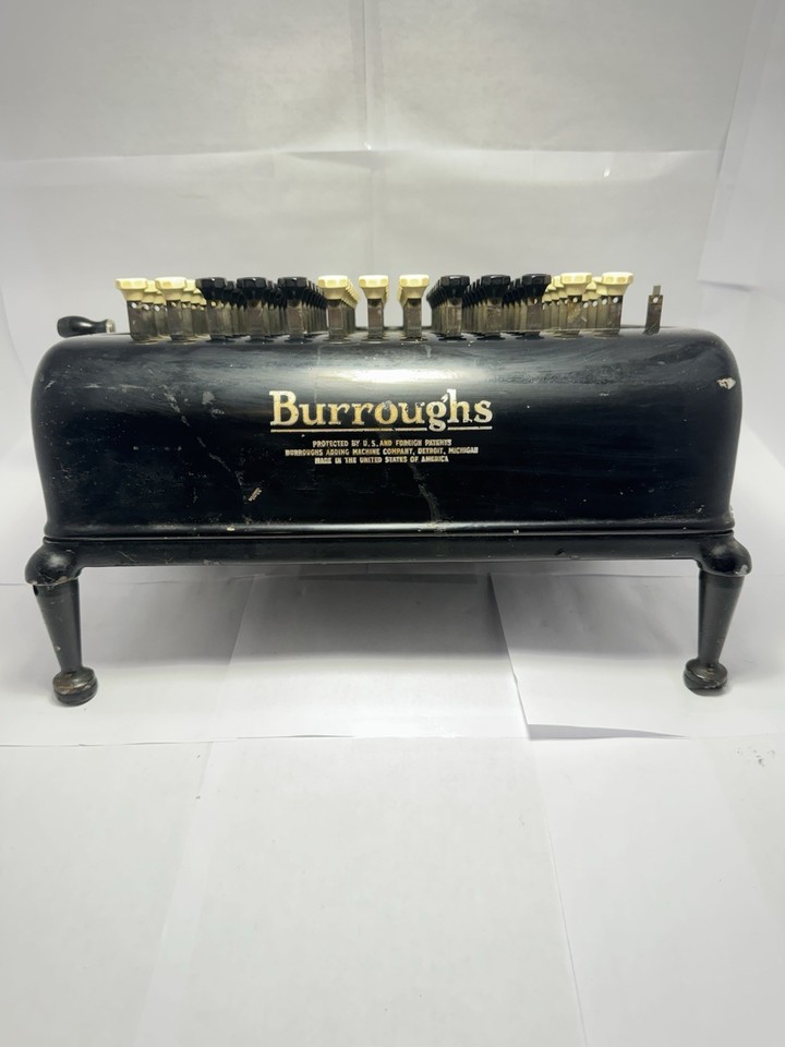 Vintage Burroughs Manual Adding Machine Antique Mechanical Calculator ...