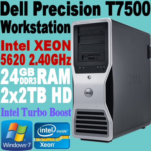 Dell Precision T7500 Tower Workstation PC Xeon 5620 2.40GHZ 24GB 2x2TB ...