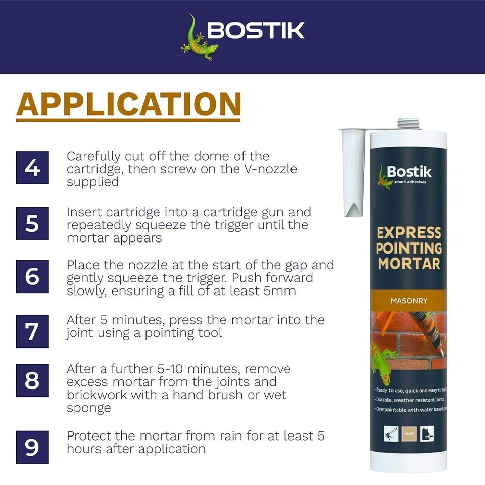 3x Bostik Express Cement Pointing Mortar Durable Masonry Repair BUFF ...