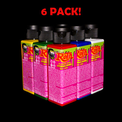 2oz Lettering Enamel 6 Bottle Pack Lil Daddy Roth Pro Painter ...