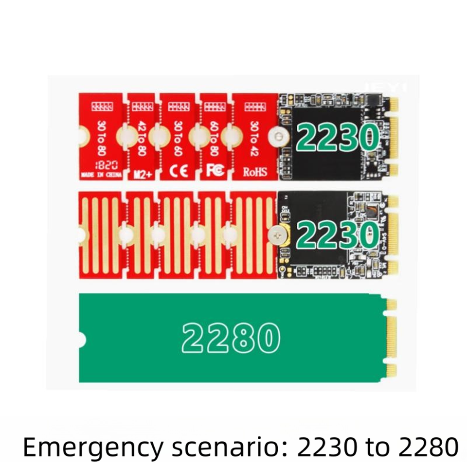 M.2 NGFF NVMe SSD 2230 2242 2260 to 2280 Length Extension Adapter ...