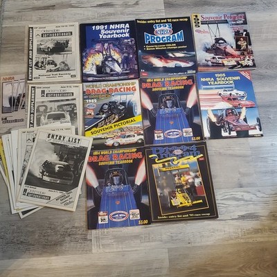 Lot of NHRA Souvenir Yearbook Programs and booklets of Entry List ...