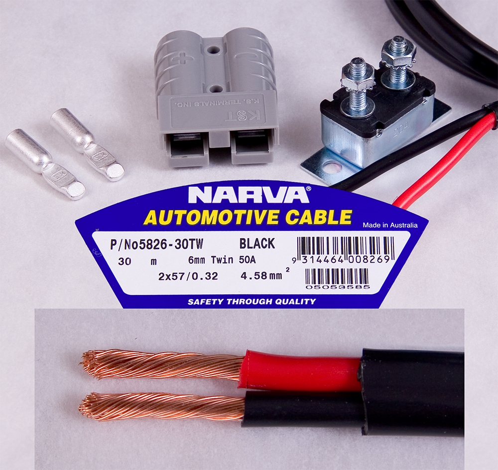 6MM TWIN CORE CABLE DUAL BATTERY SYSTEM TW50 10 METRES 12V ELEC BRAKE ...