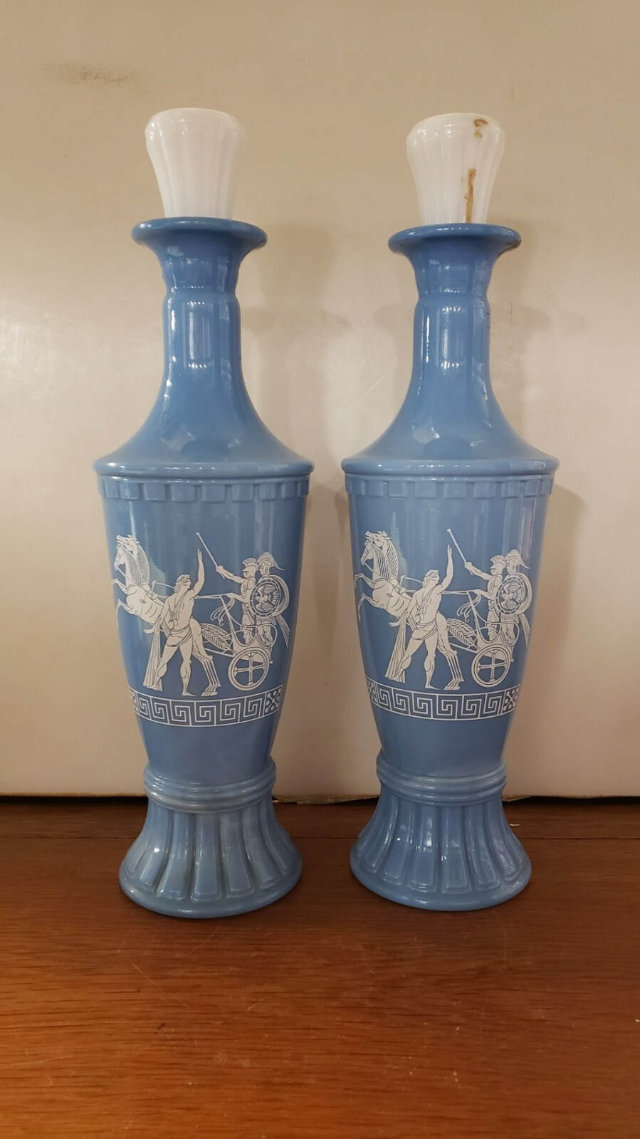 Vintage 1960's Jim Beam 2 Blue Greek God Olympian Vase Decanter Bud ...