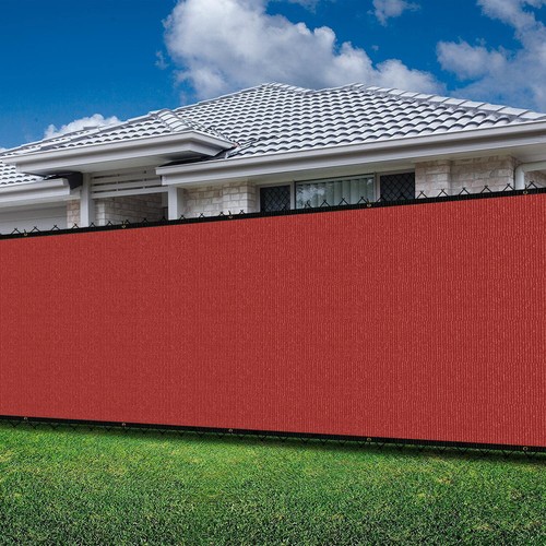 8FT Tall Red Privacy Fence Screen Heavy Duty Anti UV Shade Garden Yard ...