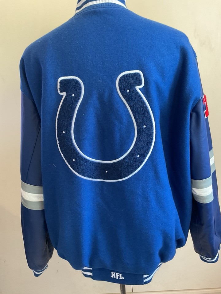 NFL Indianapolis Colts Reversible Jacket Letterman Wool & Leather Sz XL ...
