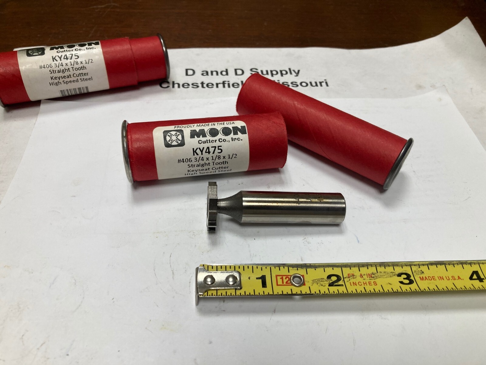 Moon KY475, 1/8" x 3/4", HSS, Keyseat Cutter, ANSI 406, 10 Teeth, 1/2 ...