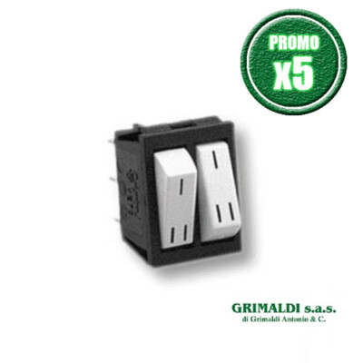 DOPPIO DEVIATORE UNIPOLARE 16A 22x30mm 6 FASTON TASTO BIANCO PROMO X5 ...