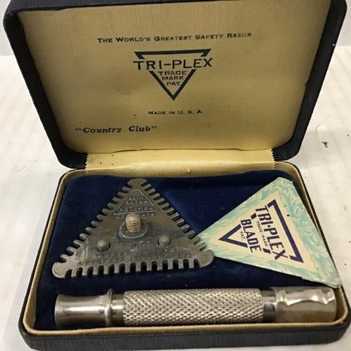 ANTIQUE RARE JEWEL TRI-PLEX TRIANGULAR SAFETY RAZOR IN CASE | eBay