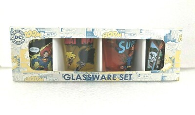 QA. DC Comics Superman & Batman Glassware Set of 4 Shot Glasses - 1.5oz ...