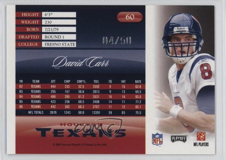 2007 Playoff Prestige Xtra Points Purple /50 David Carr #60 | eBay
