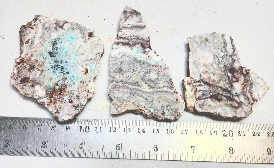 Plume Fluorite w Chrysocolla and Cuprite 3 Big Horn AZ Slabs - Cab ...