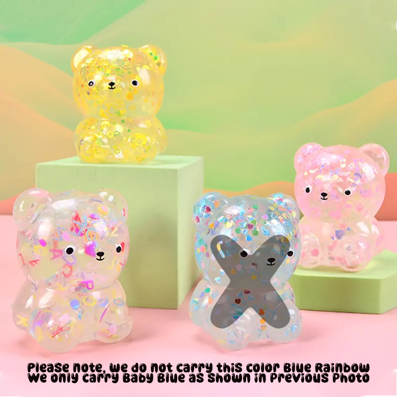 1 Dozen Glitter Teddy Bear Squishy Fidget Toy Stress Relief Relax ...