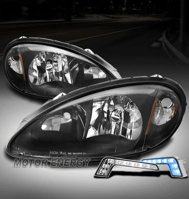 FOR 01-05 CHRYSLER PT CRUISER BLACK HEADLIGHT LAMP W/BLUE LED DRL KIT ...