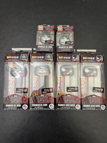 FUNKO MARVEL VENOMIZED DR. DOOM & SILVER SURFER PEZ DISPENSERS & POCKET ...