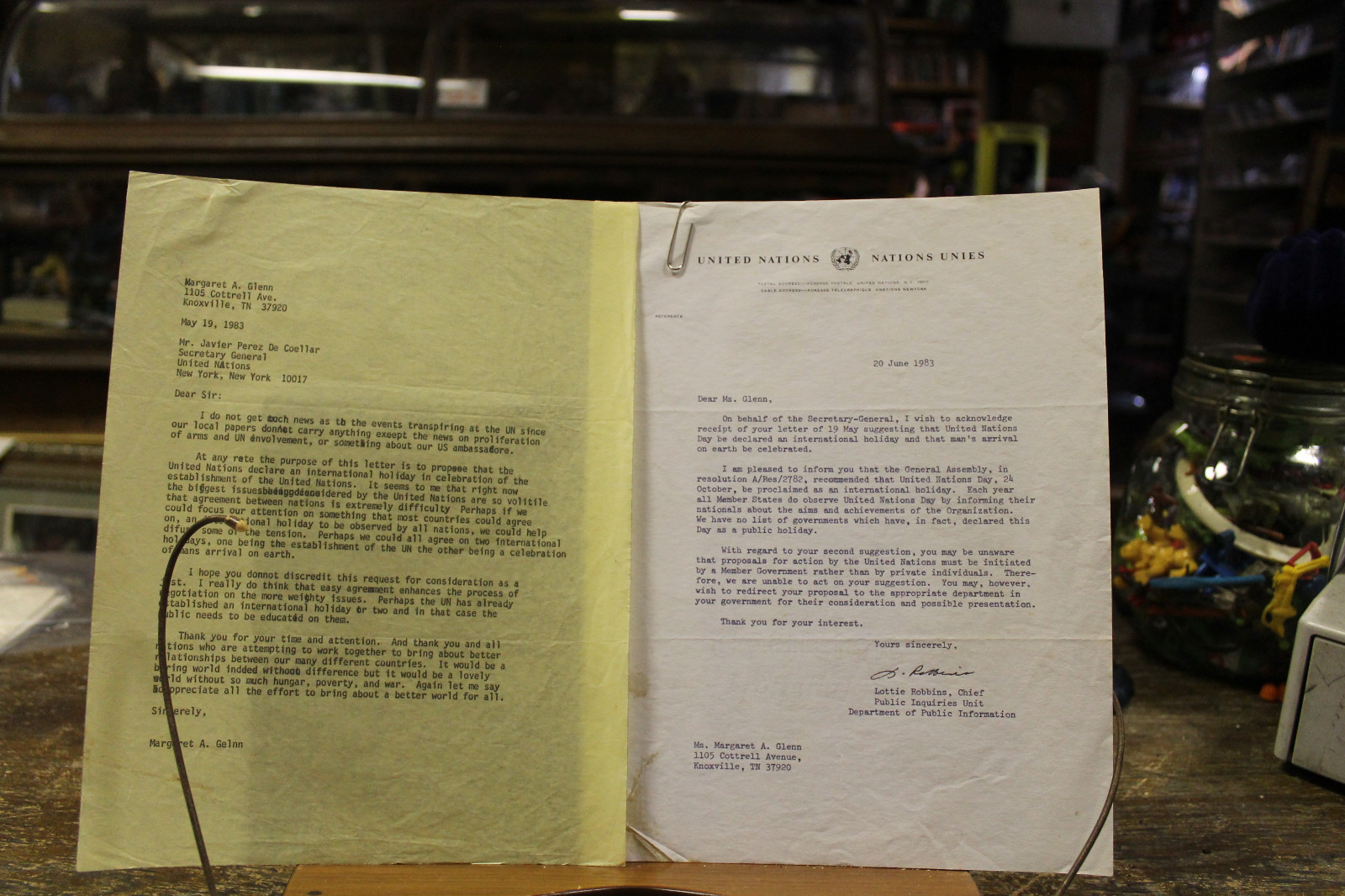 1983 Letter United Nations Letterhead Signed Lottie Robbins | eBay