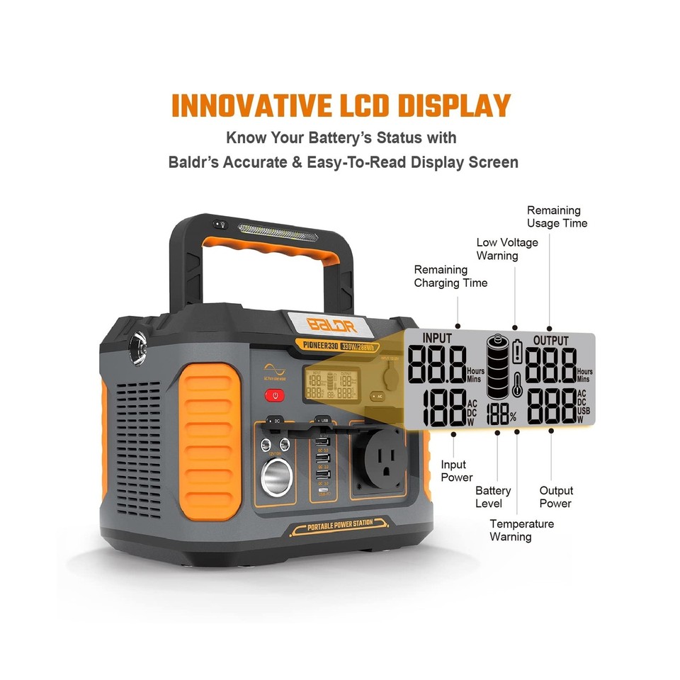 BALDR Portable Power Station, Solar Generator with 120V Pure Sine Wave ...