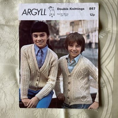 Argyll knitting pattern 867. DK Aran stitches cardigan 24-34" Original ...