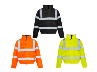 Mens Hi Vis Visibility Waterproof Bomber Jacket Safety Work Wear Hi Viz ...
