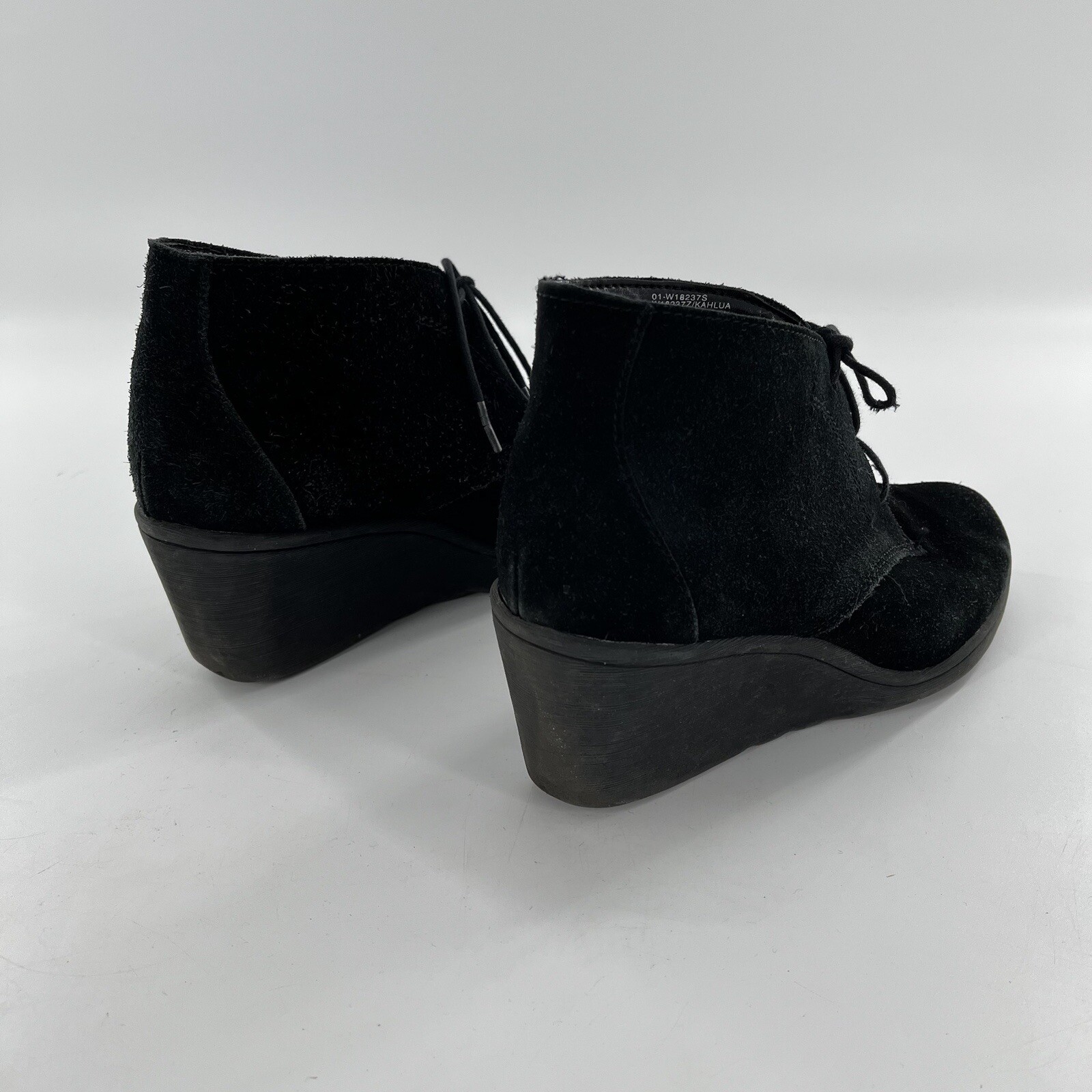 White Mountain Womens Ankle Boots Wedge Suede Leather 8.5 Black Lace Up ...