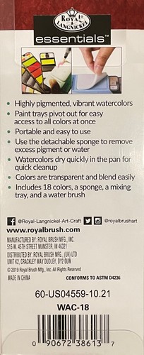 Royal Langnickel essentials 19-PC WATERCOLOR ARTIST COLORS TRAVEL SET ...
