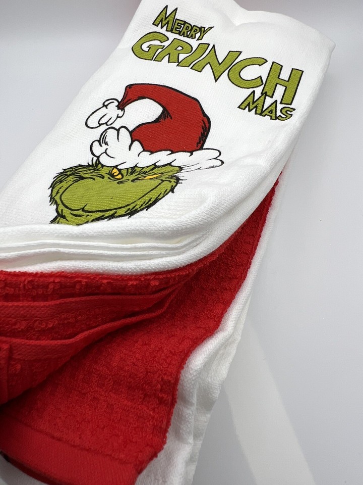The Grinch Dr. Seuss 3 Pk Christmas Kitchen Towel Set MERRY GRINCH MAS ...