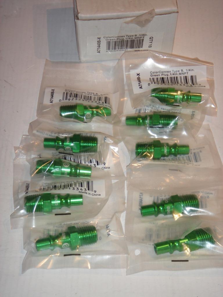 Lot of 10 PLUGS ColorConnex Type B 1/4in Green MNPT A71440B-X Plug NEW ...