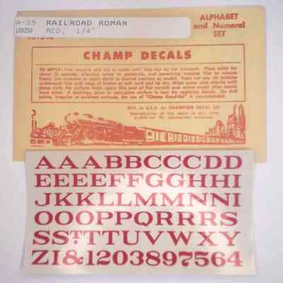 Champ Decals HO Scale: Alphabet and Numerals - Railroad Roman 1/4 ...