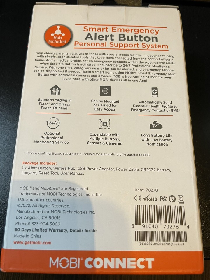 New MOBI Emergency Alert Button Smart Wireless Caregiver Support ...