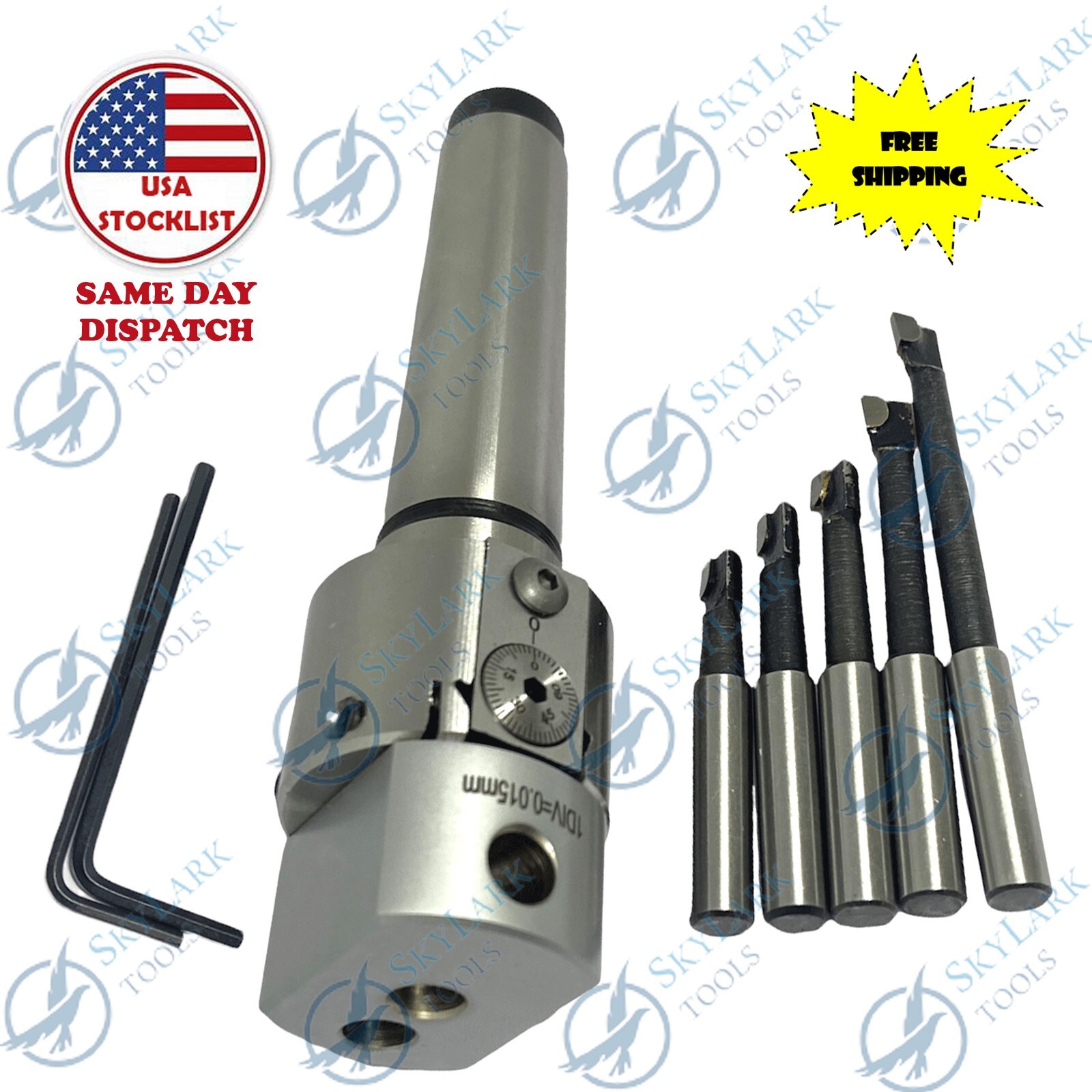 PRECISION ADJUSTABLE BORING HEAD 1.5'' WITH MT3 Shank & Carbide Boring ...