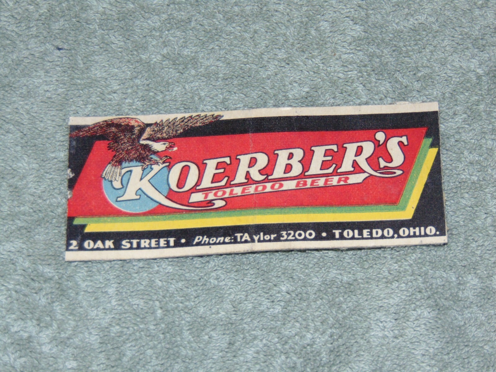 CIRCA 1930's MATCHBOOK COVER: "KOERBER'S TOLEDO BEER" TOLEDO, OHIO | eBay