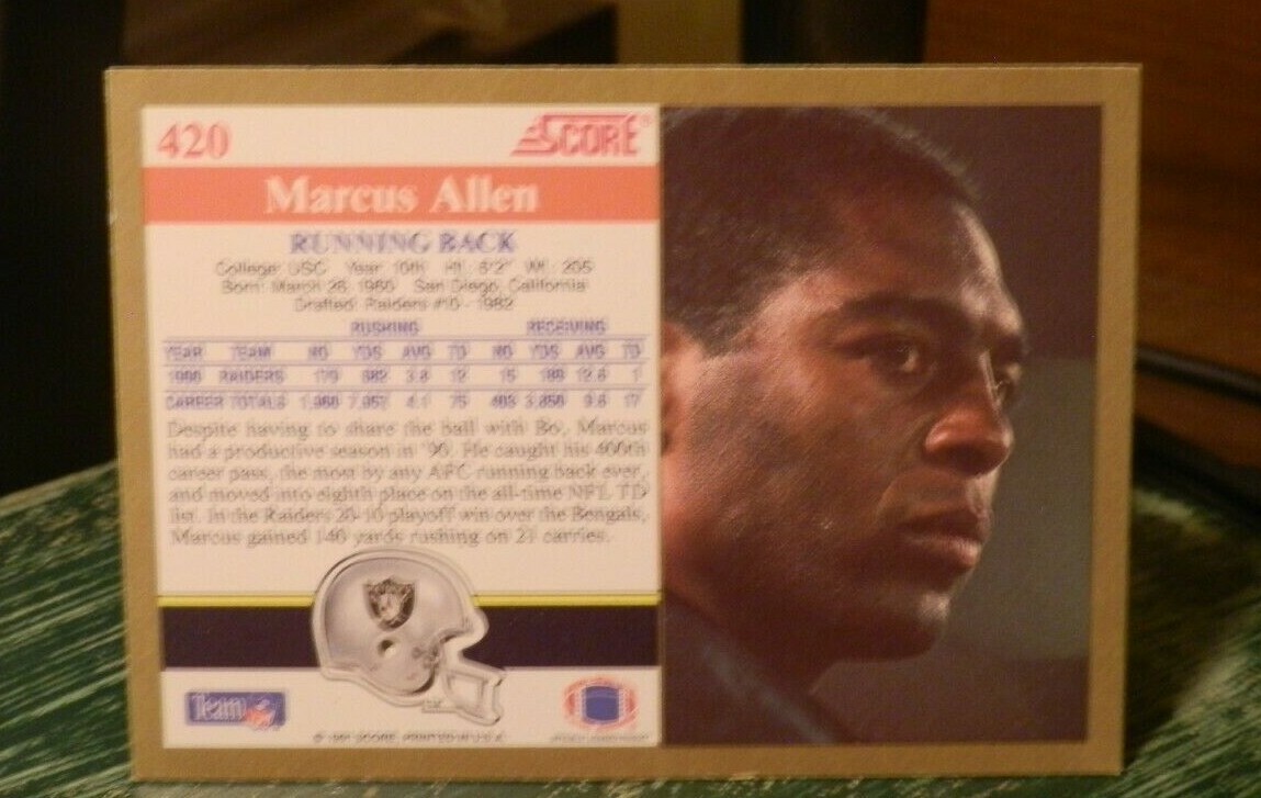 1991 Score - #420 Marcus Allen for sale online | eBay